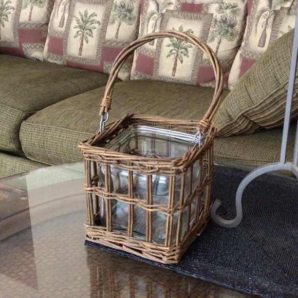 Other | Woven Basket With Glass Jar | Poshmark